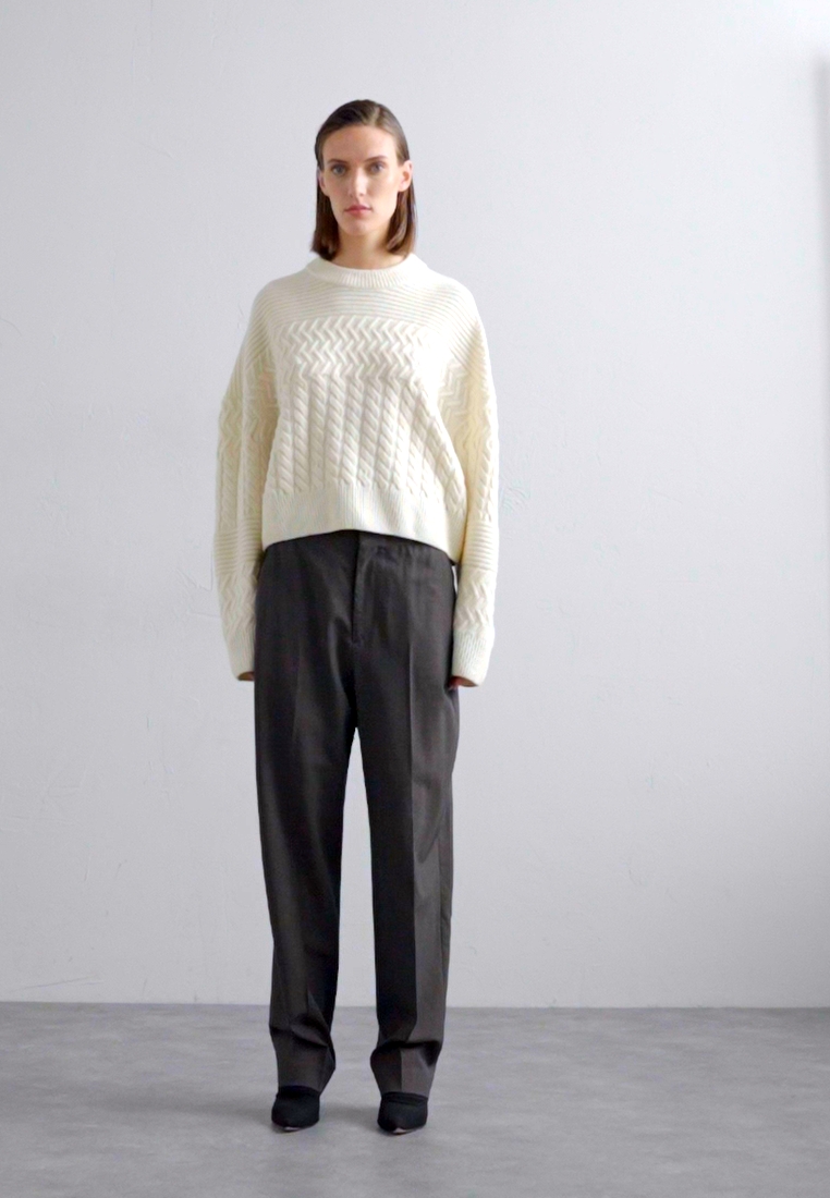 Filippa K BOXY BRAIDED - Strickpullover - chalk white/offwhite - Zalando.at