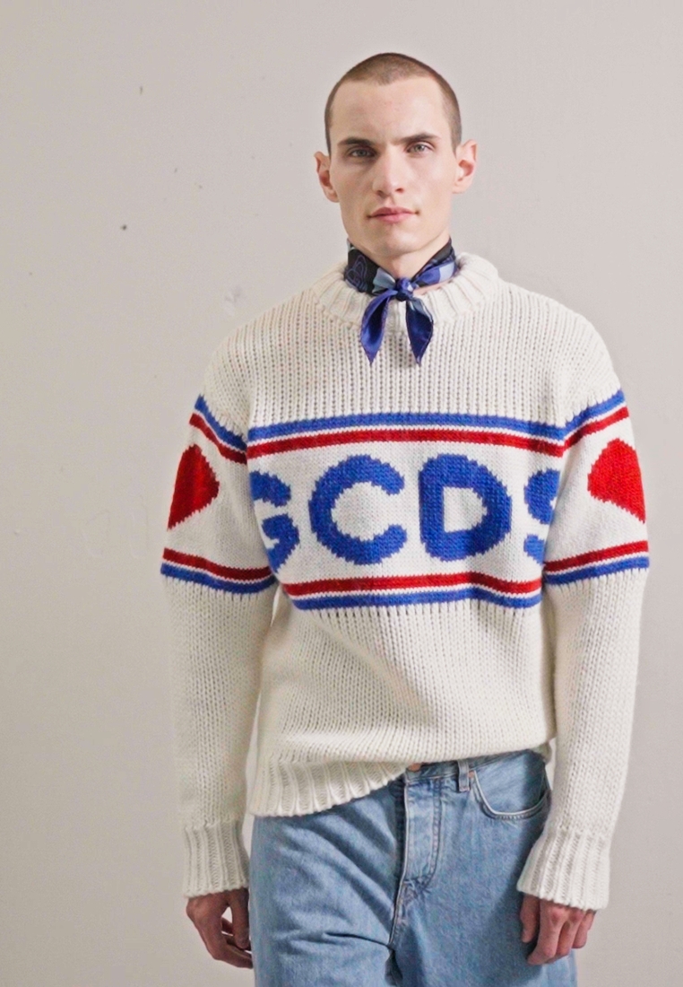 GCDS CUTE LOGO SWEATER - Strikkegenser - off white/offwhite - Zalando.no