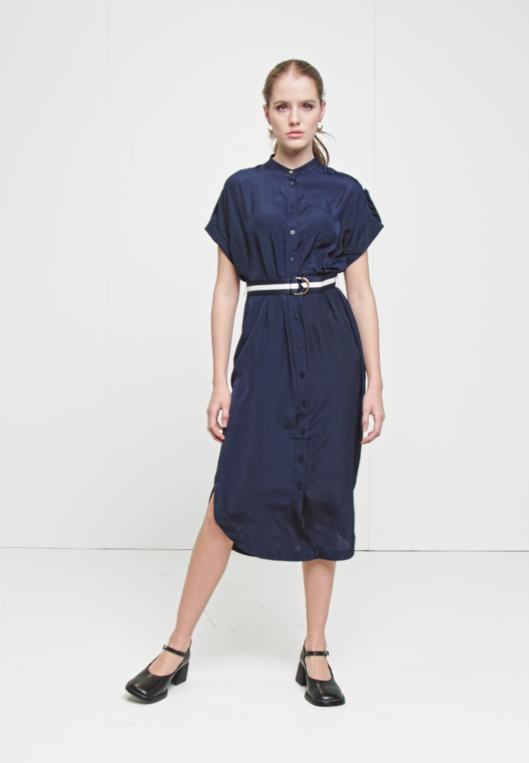 Lauren Ralph Lauren Petite TYCENDA SHORT SLEEVE DAY DRESS - Vestido camisero - refined navy/azul ...