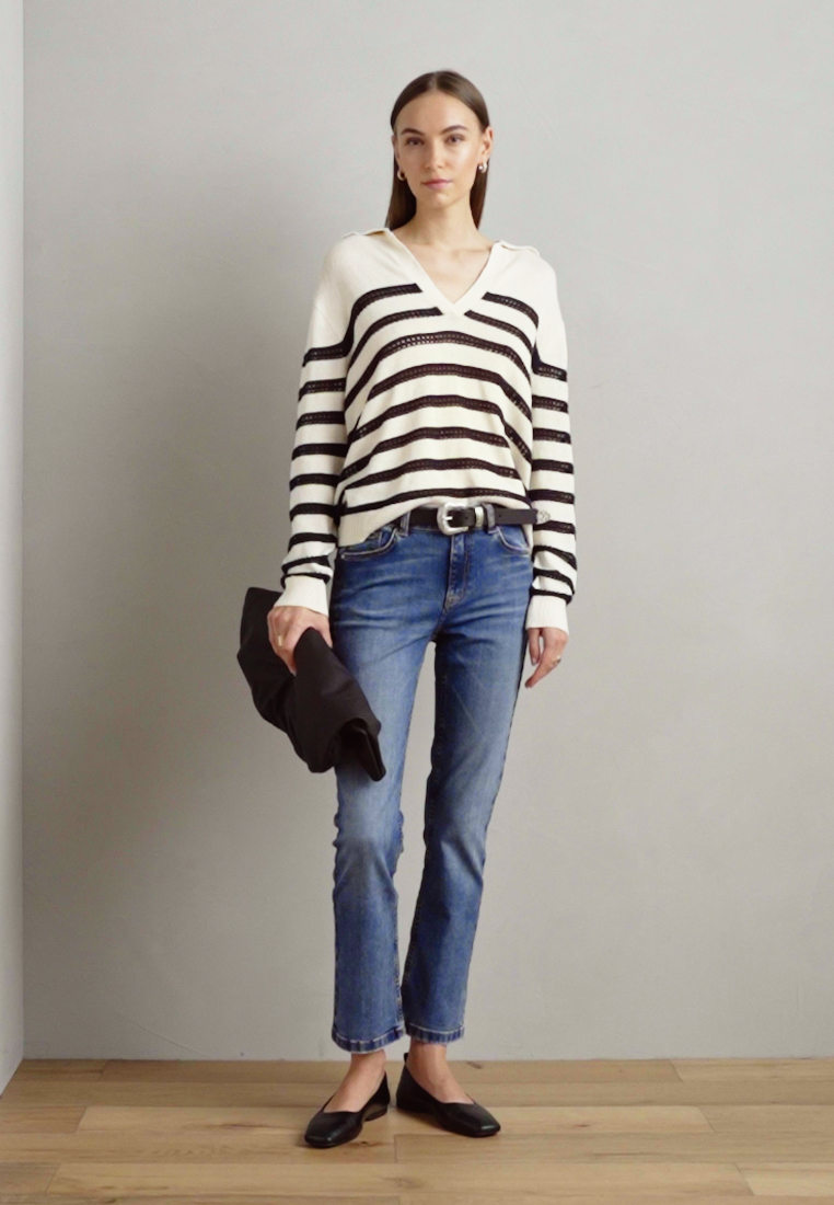 Mos Mosh STRIPE - Stickad tröja - ecru/offwhite - Zalando.se