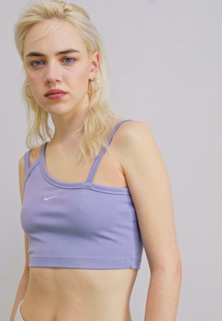 Nike Sportswear CROP TANK - Top - indigo haze/oxygen purple/azul ...